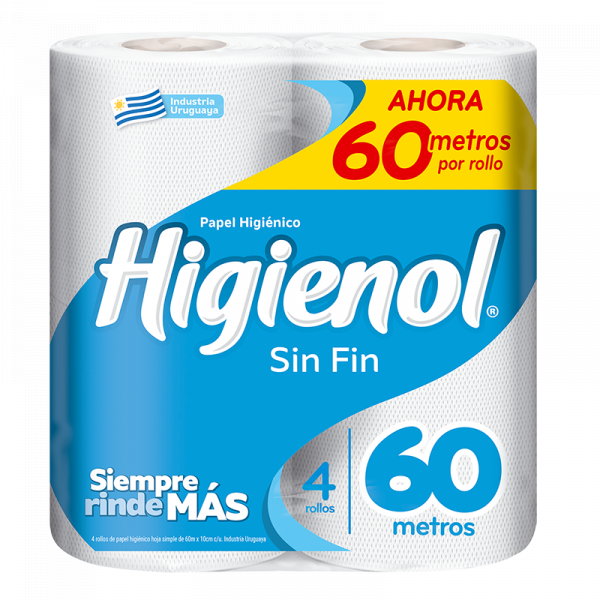 PAPEL HIGIENICO HIGIENOL SIN FIN 60 MT X4 – Provision Bella Vista